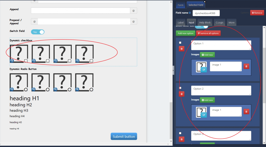 Dynamic checkbox - PHP Cost Estimator Form Builder by Zigaform