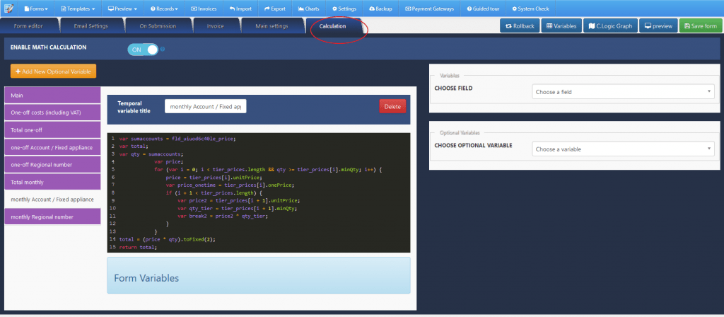 Form Calculation - PHP Cost Estimator Form Builder by Zigaform
