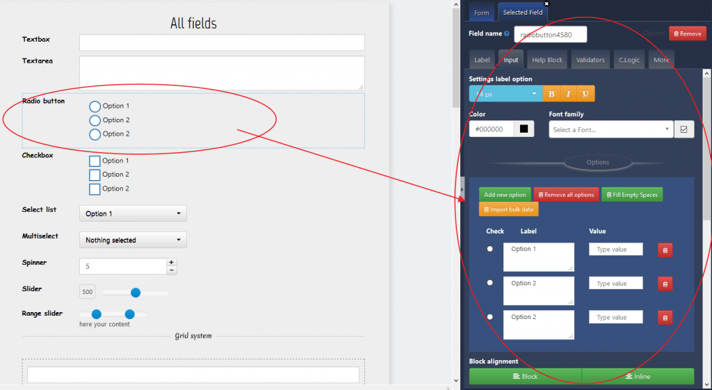 Radio button - PHP Cost Estimator Form Builder by Zigaform