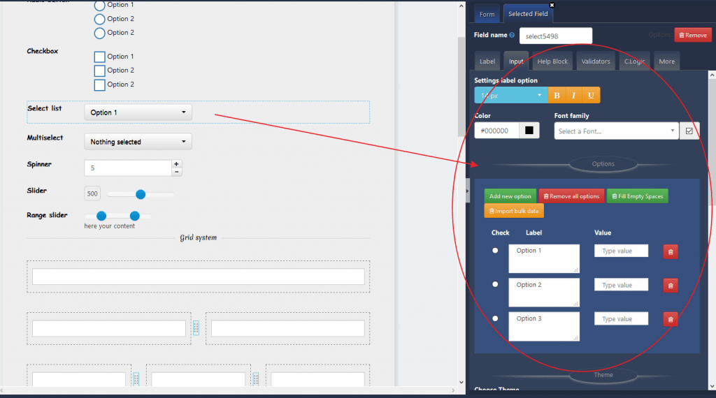 Select list - PHP Cost Estimator Form Builder by Zigaform